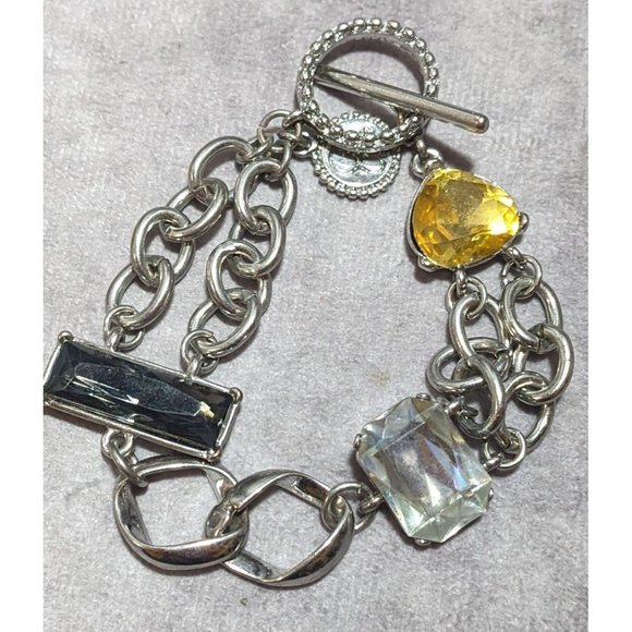 Jessica Simpson | Jewelry | Jessica Simpson Silver Gemmed Bracelet ...
